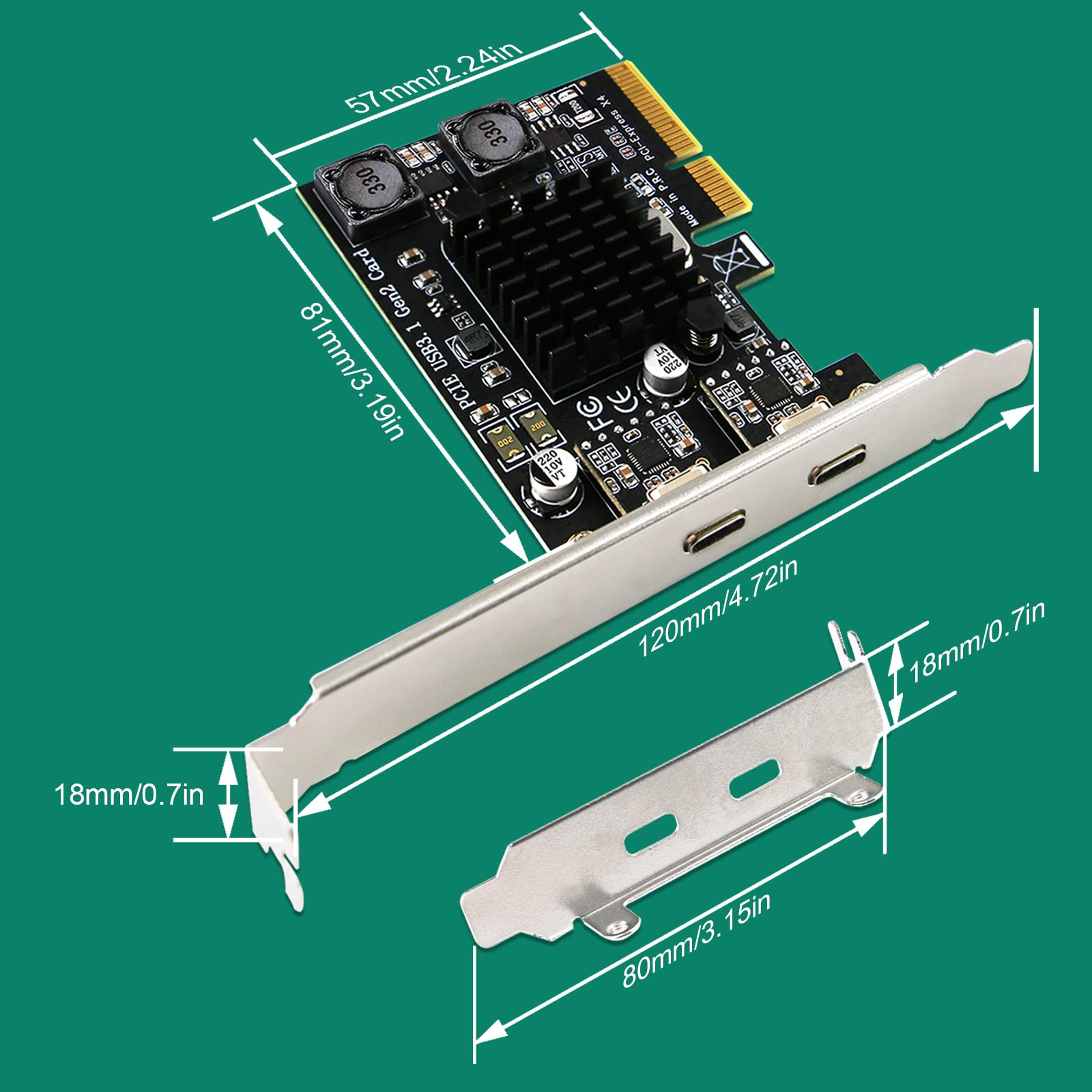 FebSmart 2X 10Gbps Max Speed USB-C Ports PCIE USB 3.1 GEN 2 Expansion Card for Windows, MAC OS and Linux PCs, Built in FebSmart Self-Powered Technology, No Need Additional Power Supply (FS-C2-Pro)