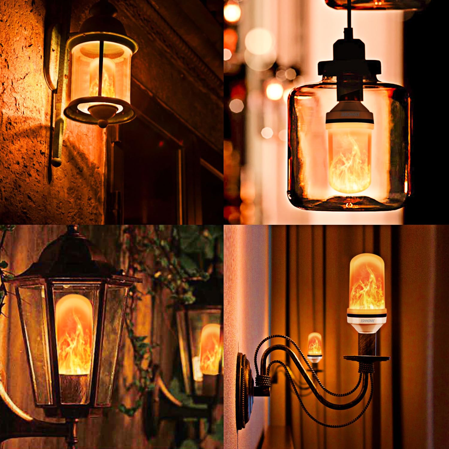 LED Flam Light Bulbs, 4 Modes E26 Base Fire Light Bulbs with Gravity Sensor, Outdoor Light Flickering Light for Halloween Garden Bar Party Wedding Restaurant Valentine's Day Decoration (2 Pack)