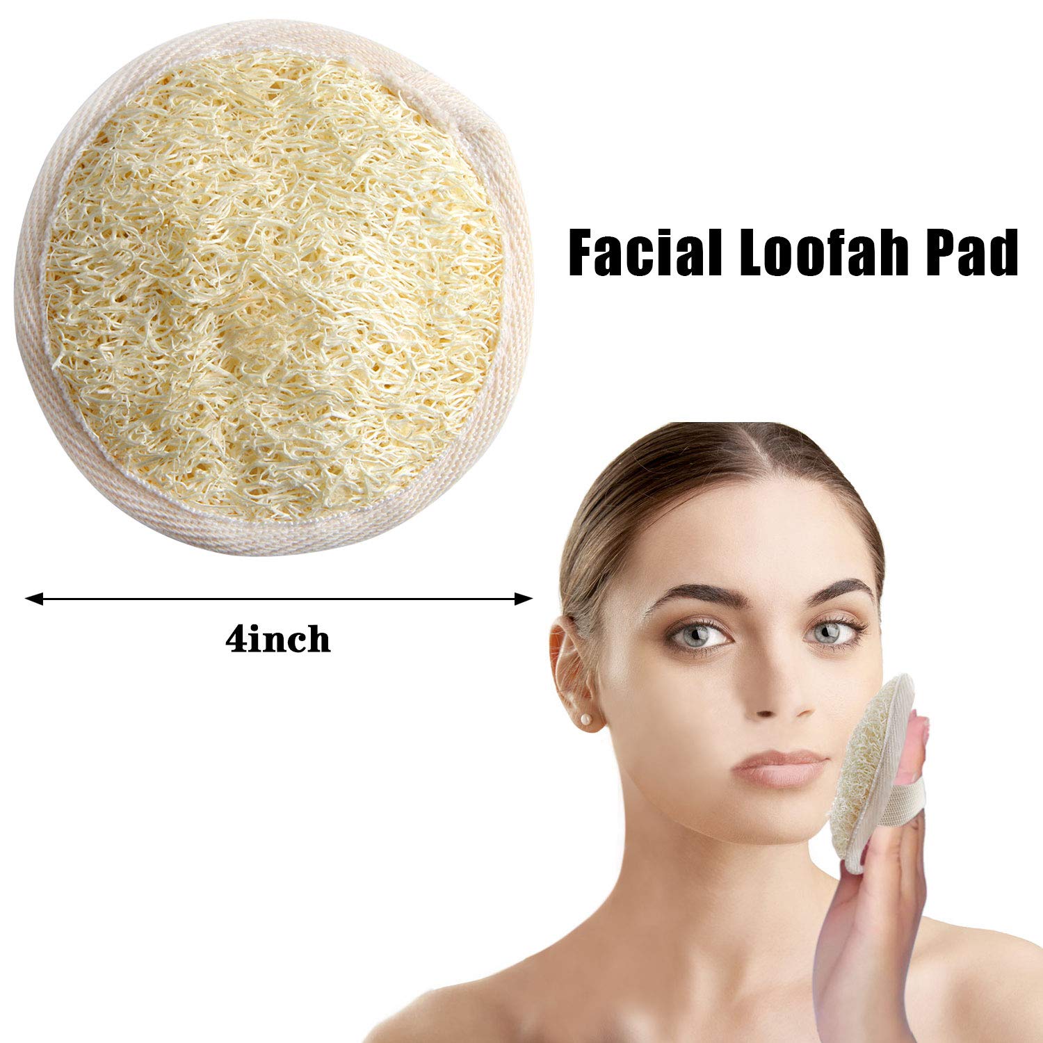 FEBSNOW Loofa Body Scrubber - 4 PCS Exfoliating Loofah Back Scrubber Natural Luffa Shower Bath Sponge Exfoliating Washcloth Face Scrubber Pad for Deep Clean & Invigorate Your Skin