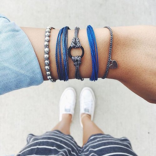 Pura Vida Original Royal Blue Bracelet - 100% Waterproof, Adjustable Band - Plated Brand Charm