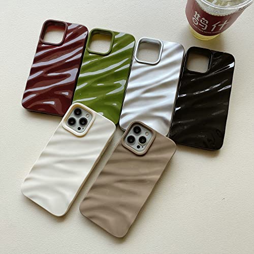 Sayoaho Water Ripple Pattern Compatible for iPhone 13 Pro Max Phone Case,Cute Luxury Wave Shape Case for Women & Men, Soft TPU Shockproof Protective Cover for iPhone 13 Pro Max 6.7''-White