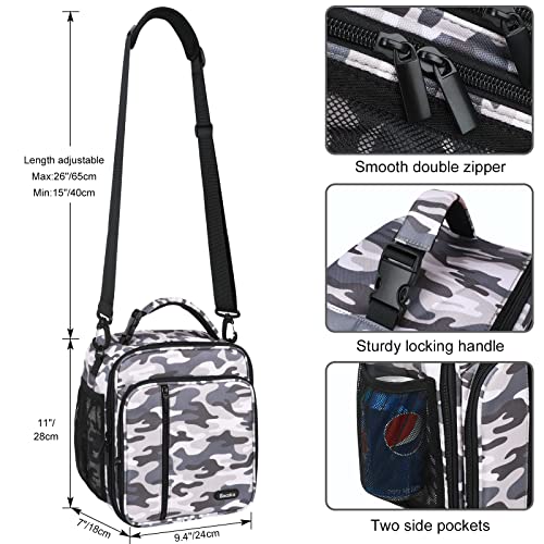 Gocokia Lunch Bag Insulated for Men Women Water- Resistant Cooler Bag with Bottle Holder Bento Box Bag with Adjustable Shoulder Strap for Adults Work Office Picnic (12L, Camo)