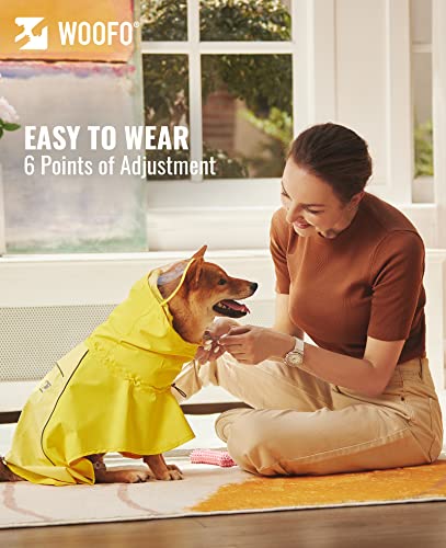 WOOFO Dog Rain Poncho, Waterproof & Windproof Dog Rain Coat for Wet Weather|Super Adjustable, Designed with Leash Hole and Reflective Strip,Size Small
