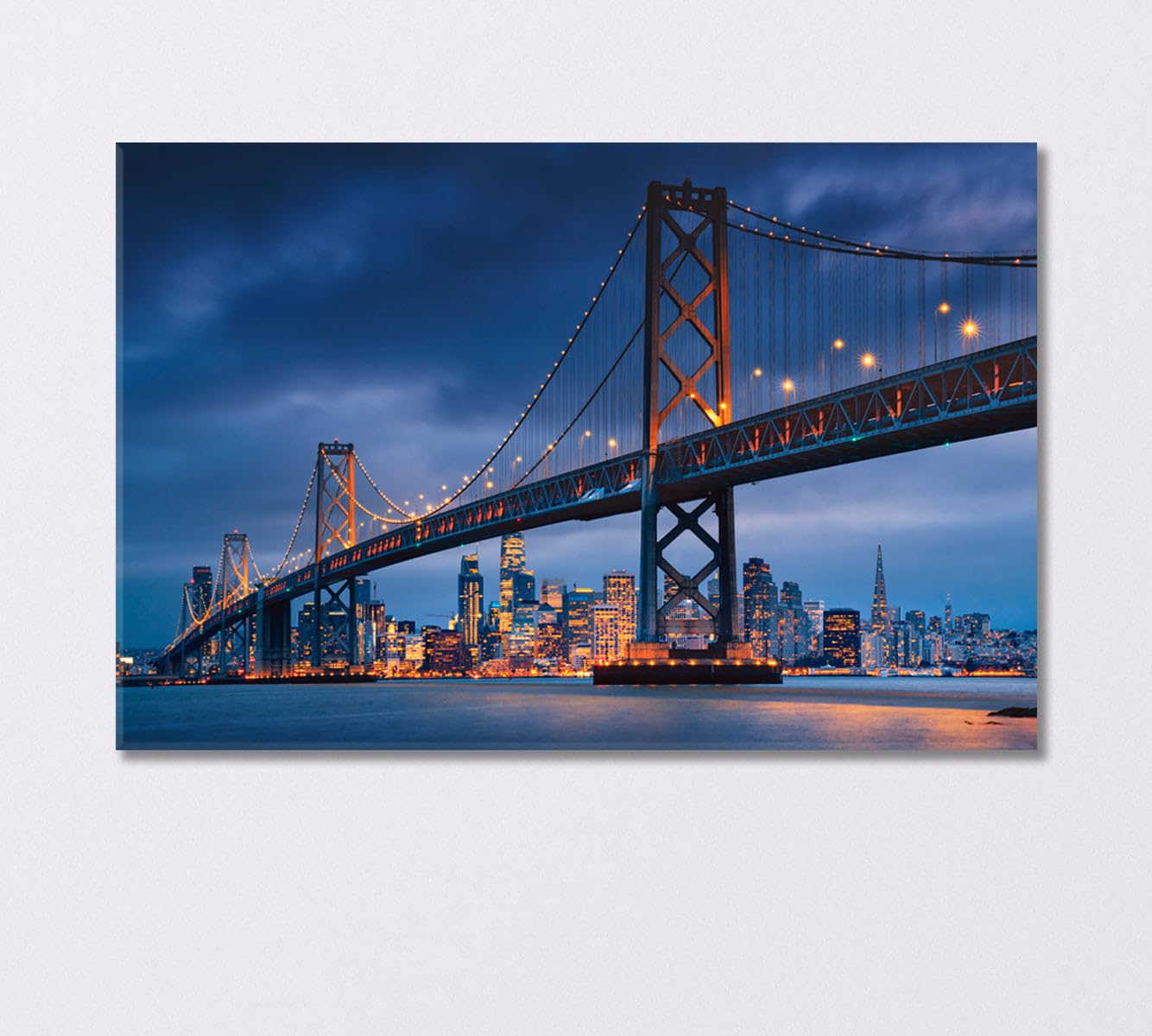 Downtown San Francisco with Oakland Bridge USA Canvas Print 1 Panel / 36x24 inches