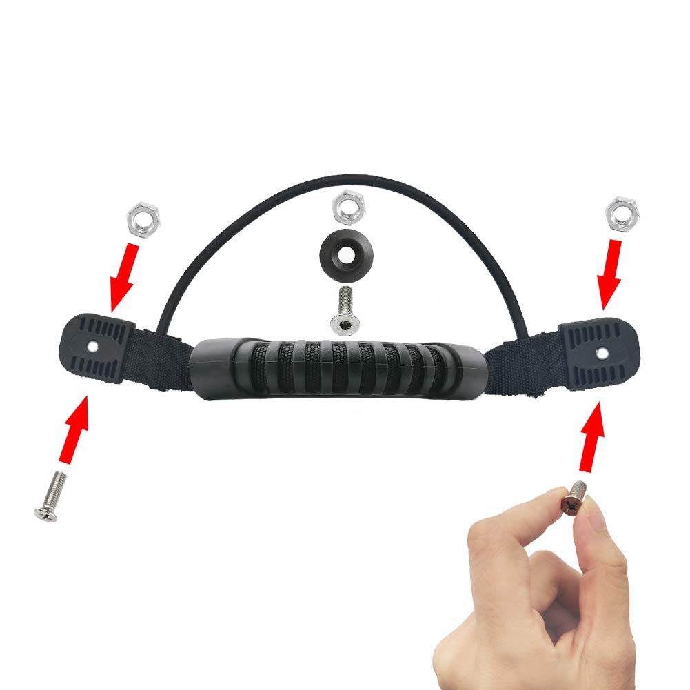 GEUNTECH 2Pcs Kayak Carry Handles with Hardware Kits for Kayak Canoe Boat Side Mount Carry Handles with Black Bungee (Contour Grip Handles)