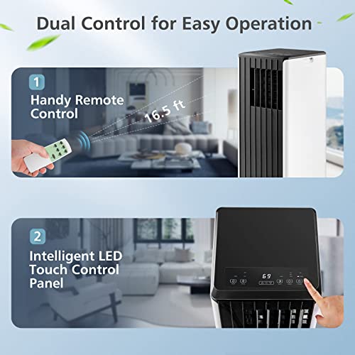 PETSITE 8000 BTU Portable Air Conditioner, 3-in-1 AC Cooling Unit with Remote Control, Dehumidifier & 24H Timer, Stand up Air Conditioner Cools Rooms up to 250 Sq.Ft, Window Kit Included