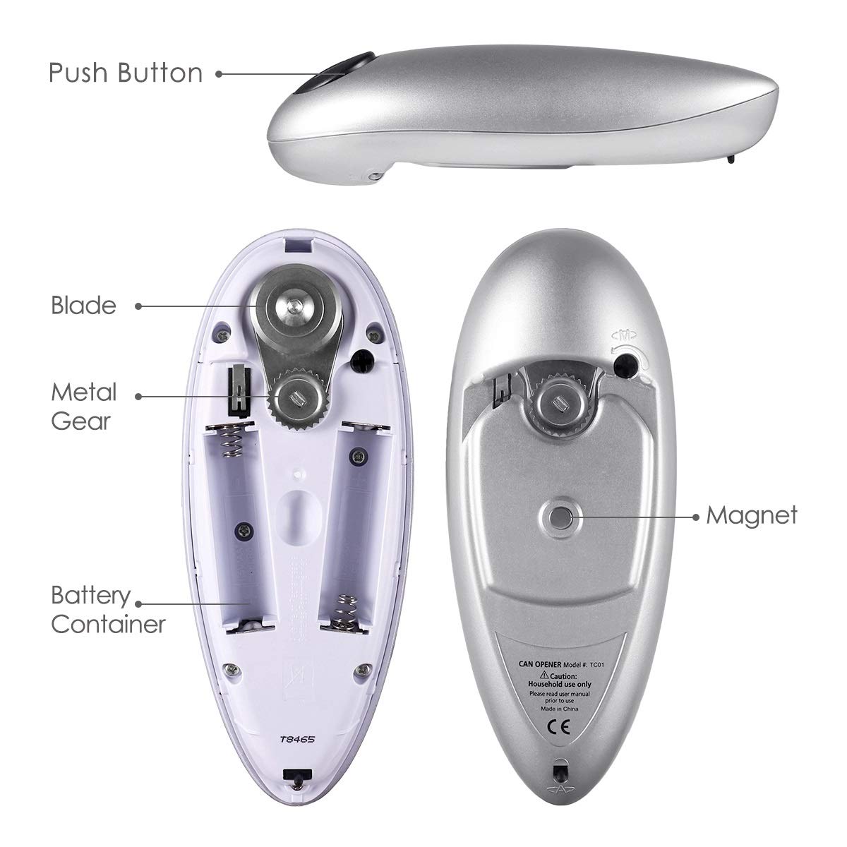 Electric Can Opener, Restaurant Can Opener Automatic, Hand Free Can Opener, Smooth Edge Portable Automatic Can Opener for Any Size, Best Kitchen Gadget, Chef's Best Choice (Black)