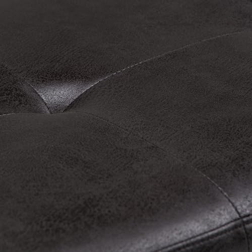 SIMPLIHOME Lacey 43 inch Wide Rectangle Ottoman Bench Distressed Black Tufted Footrest Stool, Faux Leather for Living Room, Bedroom, Contemporary Modern