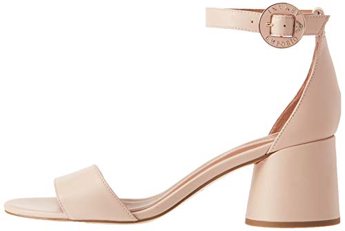 Emporio Armani Women's Block Heel Ankle Strap Sandal Heeled, Nude, 35M Medium EU (5.5 US)