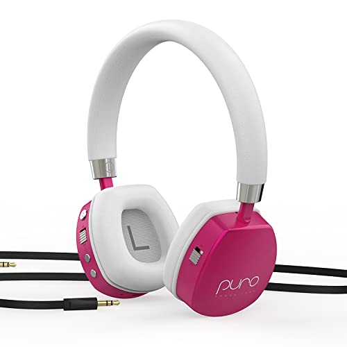 Puro Sound Labs PuroQuiets Volume Limited On-Ear Active Noise Cancelling Bluetooth Headphones β Lightweight Headphones for Kids with Built-in Microphone β Safer Sound Studio-Grade Quality (Hot Pink)