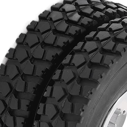 Drfeify RC Car Rear Rubber Loader Wheels,Durable Metal Alloy Rear Wheel Hub Rims Hub Upgrade Spare Parts Accessory Model car Accessories for 1/14 RC Trailer (Silver)