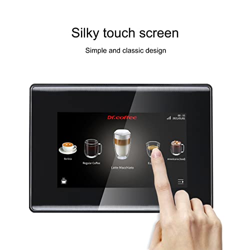 DR.COFFEE C12 Fully Automatic Coffee Machine, Espresso Machine With Ceramic Flat Burrs, 9 Grind Size Options, 7β HD Large Touchscreen, 4 Water Tank for Office Use, Pitch-black