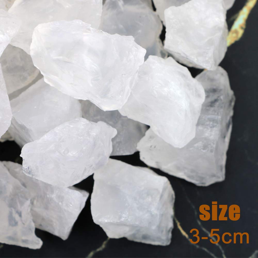 FIREBOOMOON 2lb/950g Rough Natural Clear Quartz Stone Raw Stone Gemstone Crystal Rock for Cabbing,Tumbling,Cutting,Polishing,Lapidary,Wire Wrapping,Healing Reiki,Jewelry Making,Decoration(White)