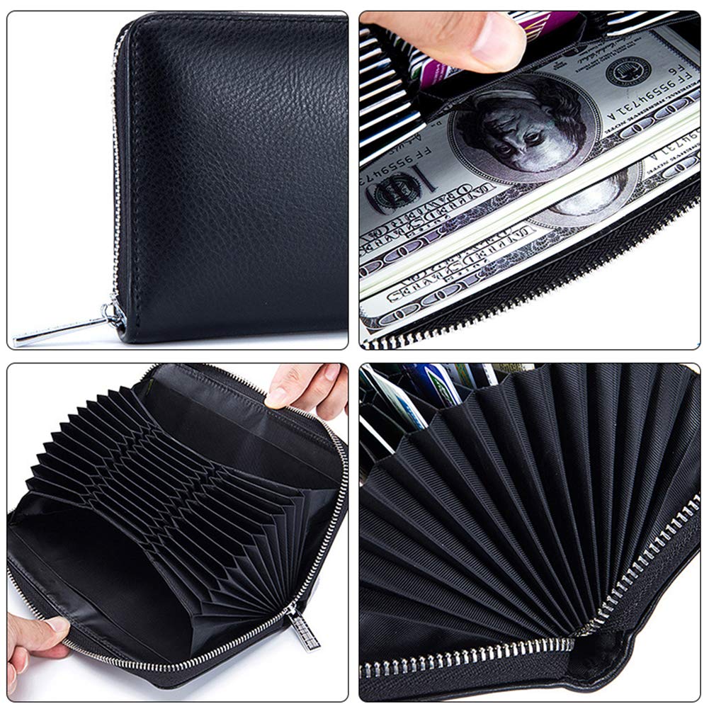 FEITH&FELLY Large Capacity Credit Card Wallet - Leather Secure RFID Wallet for Women 36 Slotsā¦