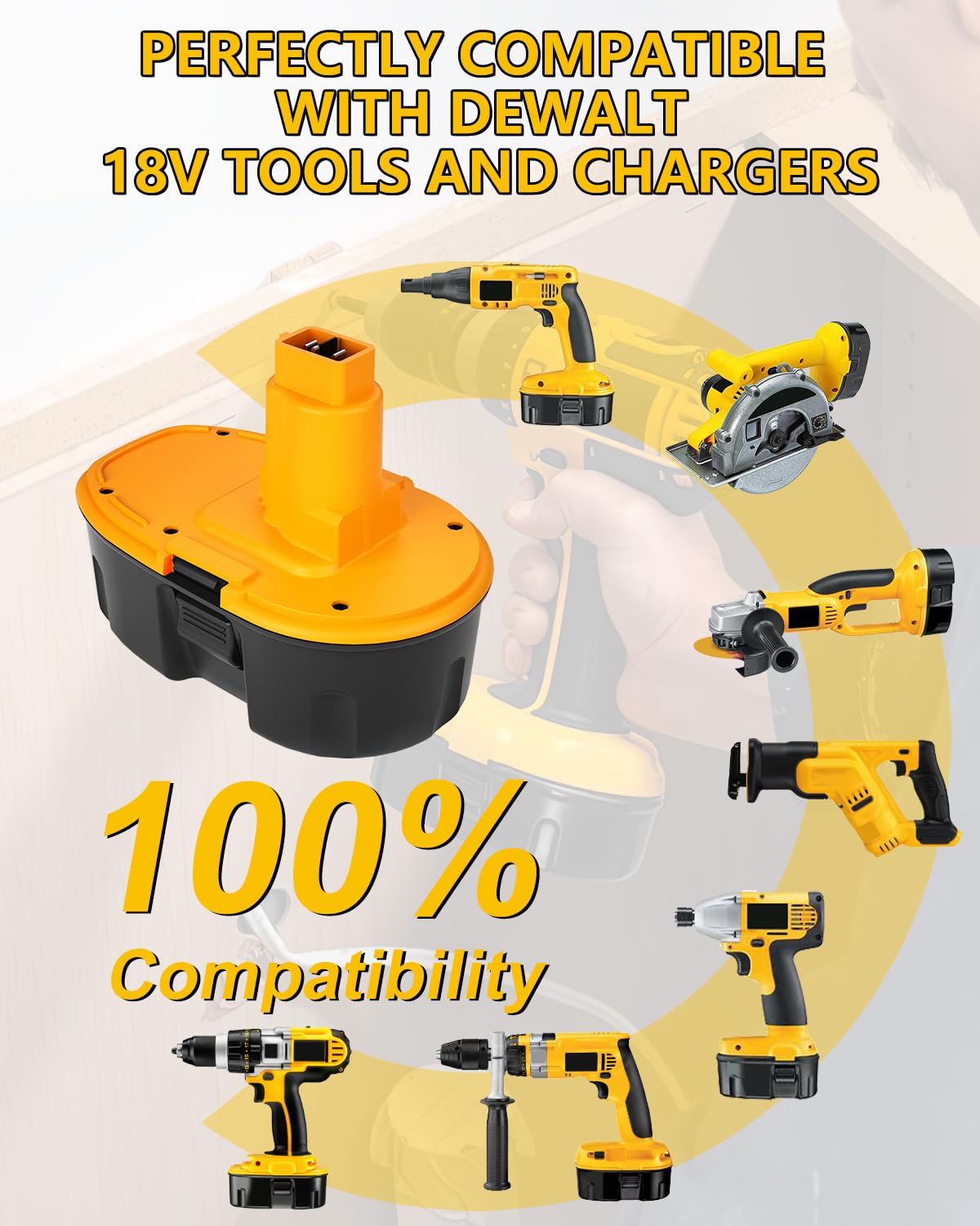 HOCHSTERN Upgraded 4.5Ah Replacement for Dewalt 18V Less Power Tools