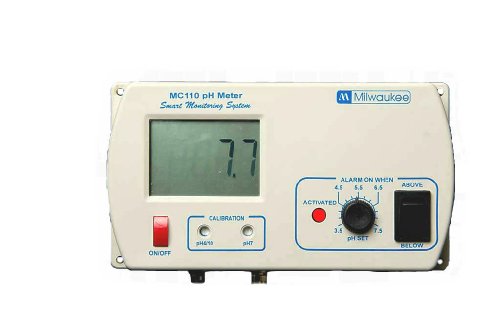 Milwaukee MC110 pH Monitor with Mounting Kit, 0.0 to 14.0 pH, +/-0.2 pH Accuracy, 3.5 to 7.5 pH Set Point