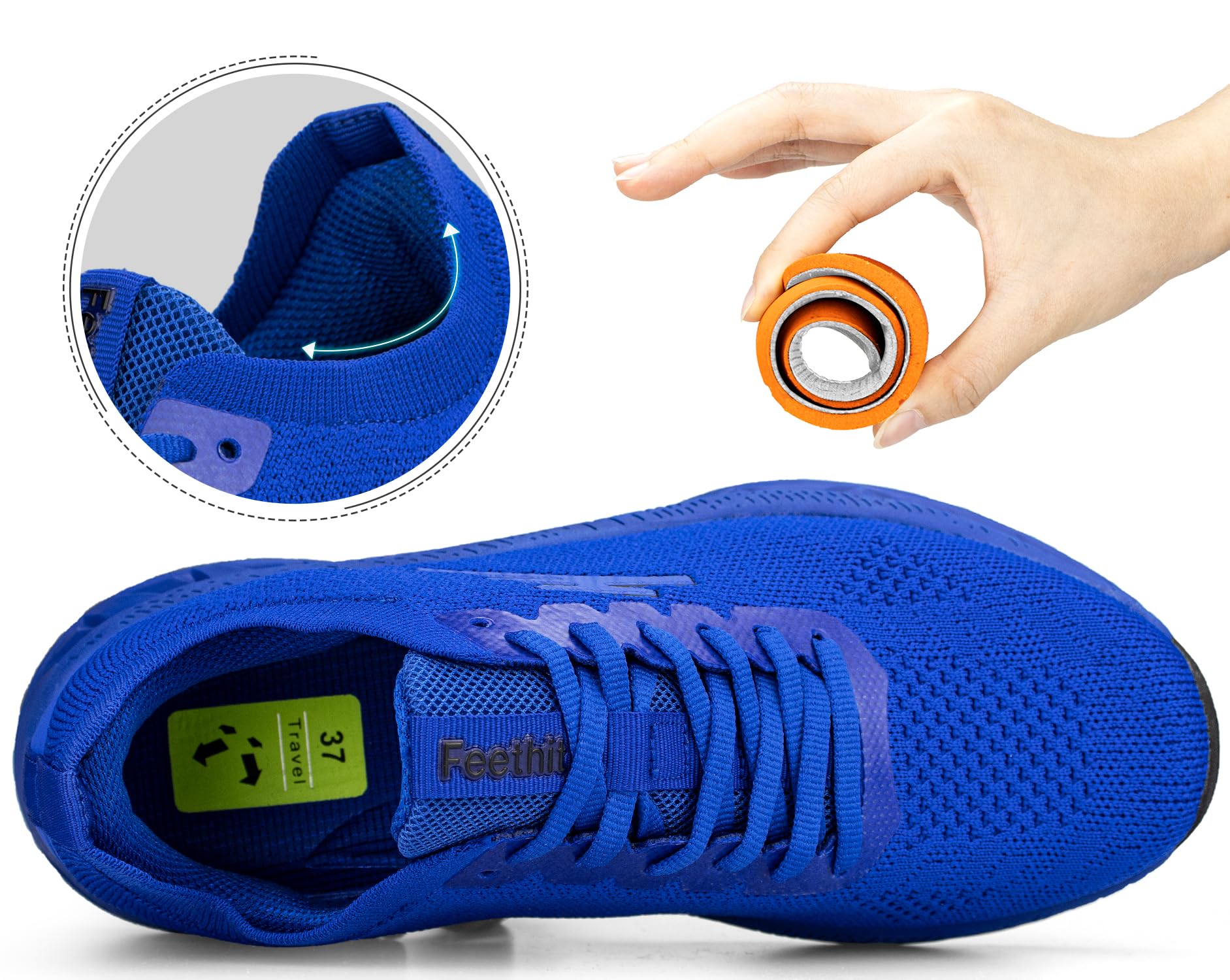 Feethit Womens Breathable Tennis Running Shoes Non Slip Workout Sneakers Lightweight Walking Shoes Blue Size 9