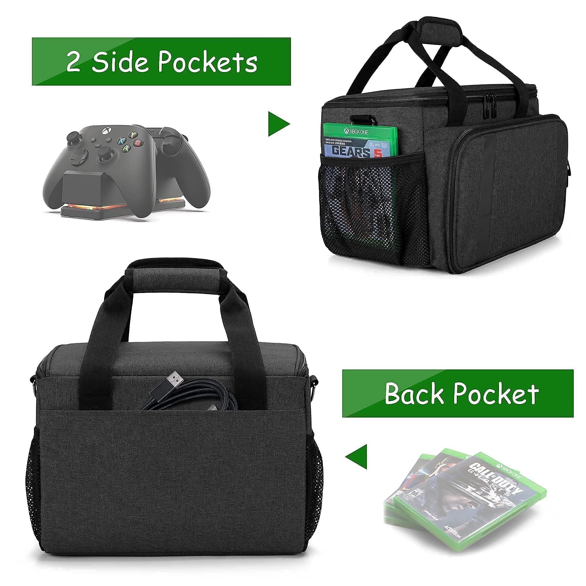 CURMIO Travel Backpack Compatible with Xbox Series S, Xbox One/One S/One X, Xbox 360/360 Slim, Game Console Carrying Case Compatible with Xbox Series X, Patent Design