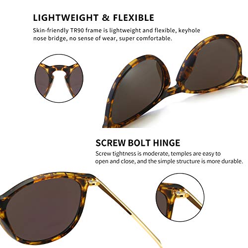 SUNGAIT Vintage Round Sunglasses for Women Men Classic Retro Designer Style (Amber Frame(Matte Finish)/Green Lens)