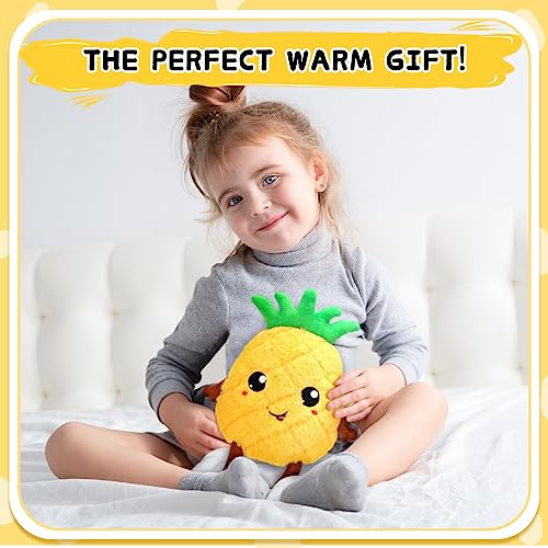 Wettarn 2 Pieces Warmies Microwavable Stuffed Fruit Heatable Unscented Avocado Pineapple Heating Pad Hot and Cold Therapy Plush Toys for Boys and Girls