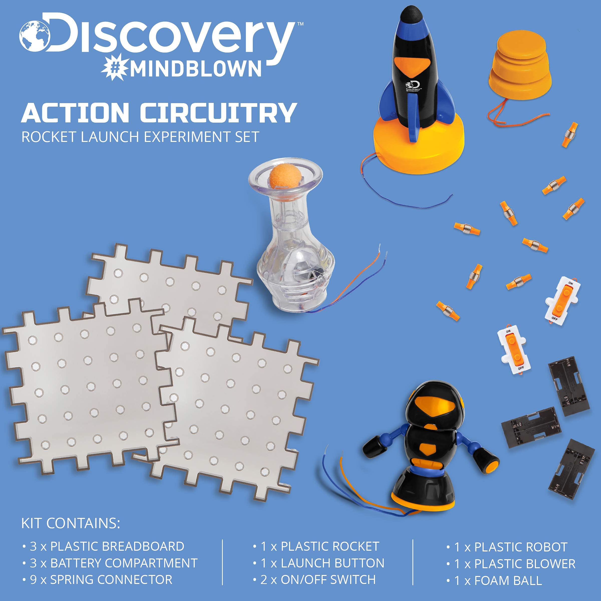 Discovery #MINDBLOWN Action Circuitry Electronic Experiment Mini STEM Set, Build-it-Yourself Engineering Toy Kit, Explore The Science of Motion, Robot Spinner Experiment, Great Gift for Kids Ages 8+