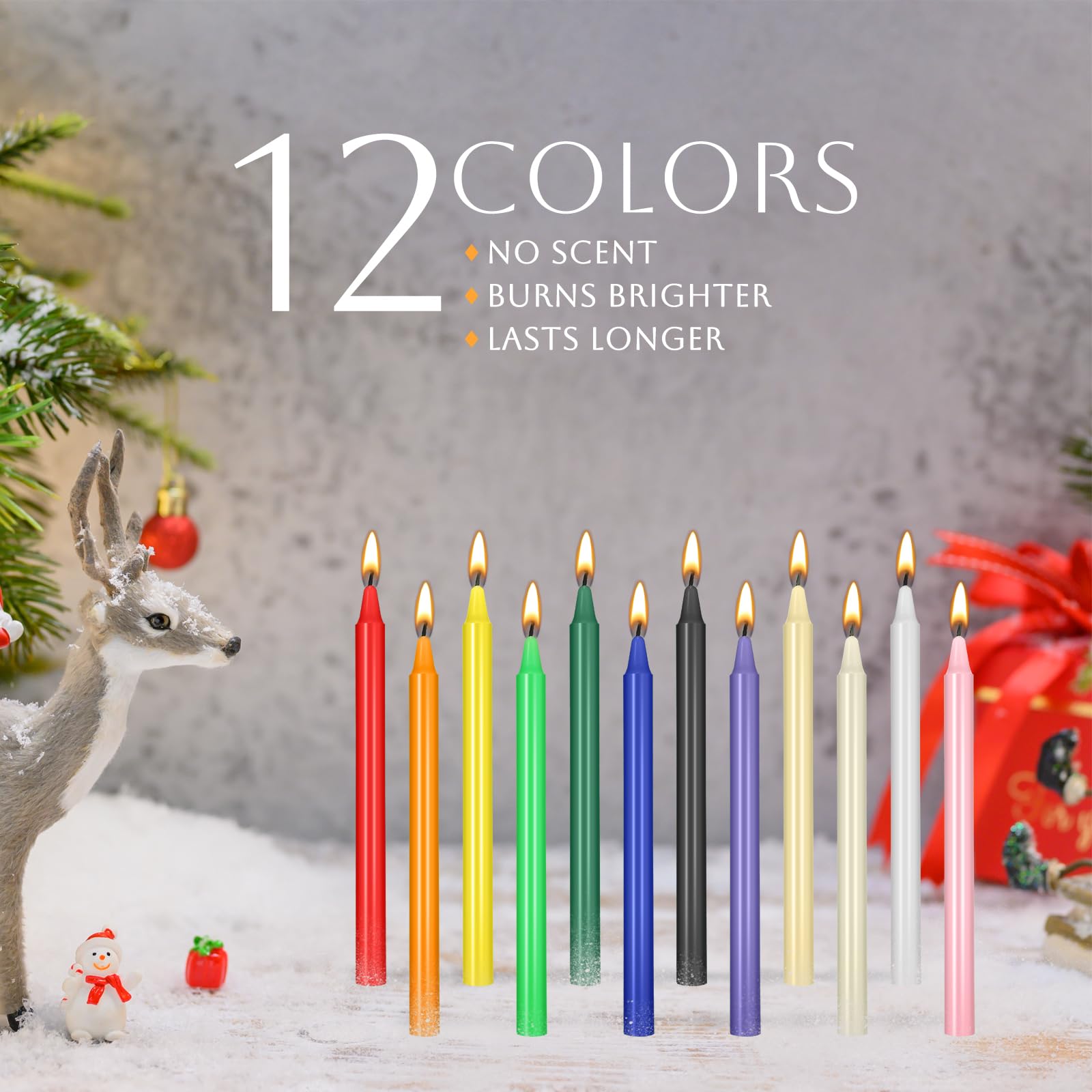 Likejarcand 24 pcs Colored Candle Chime Candle,Spell Candle Unscented Colored Candles Mini Taper,16cm-6.5Inch Tall 0.4 Inch Diameter, Candle Holder Rituals, Prayer, Meditation