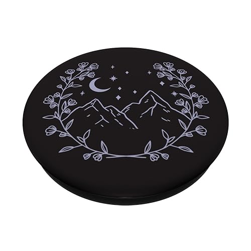 Purple-Lavender - Boho Floral Moon Mountain PopSockets Standard PopGrip