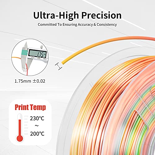 SUNLU Rainbow Silk PLA+ 3D Printer Filament PLA Rainbow 3D Printer Filament, 3D Printing PLA+ Filament 1.75mm, 1kg(2.2LBS) Spool, Rainbow