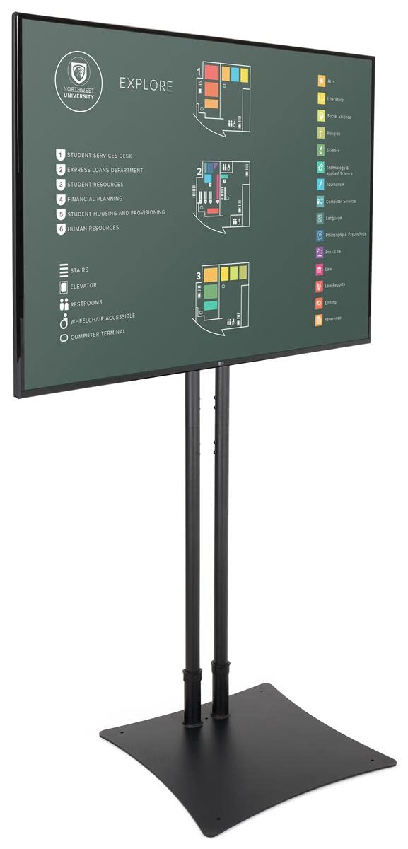 Displays2go 88 x 29 Inches Tall Flatscreen Stands, Supports 32-70 Inch Flat Screen Televisions, Steel Construction β Black (DSTANDBK)
