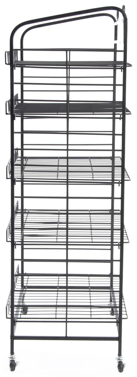 Displays2go Baker's Rack with Five Adjustable Shelves, 29 x 51 Inch, Steel, Black