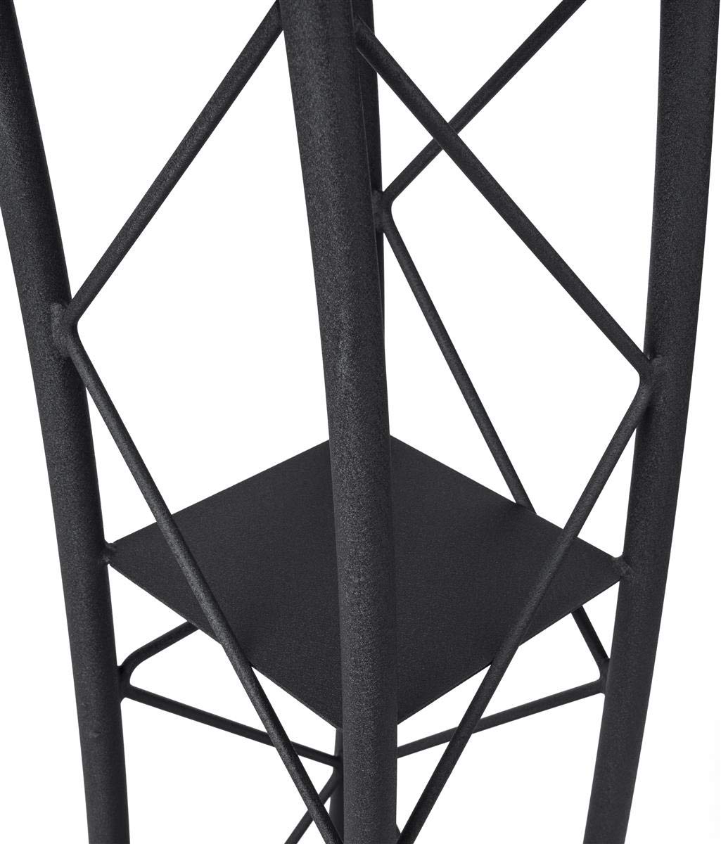 Displays2go Black Aluminum and Steel Truss Lectern with Curved Design and Built-in Shelf, 47-Inch Tall, Textured Finish (LCTTACBK)