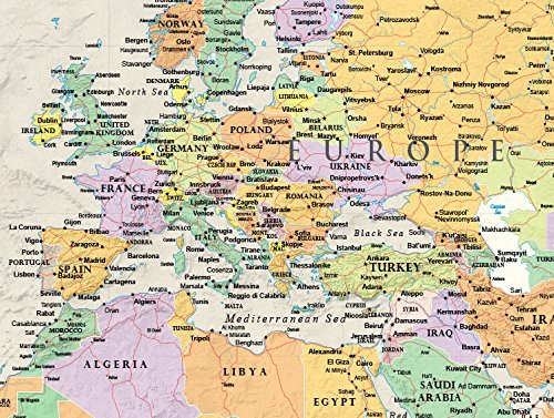 RMC 32" x 50" Classic United States USA and World Wall Map Set (Classic Edition)