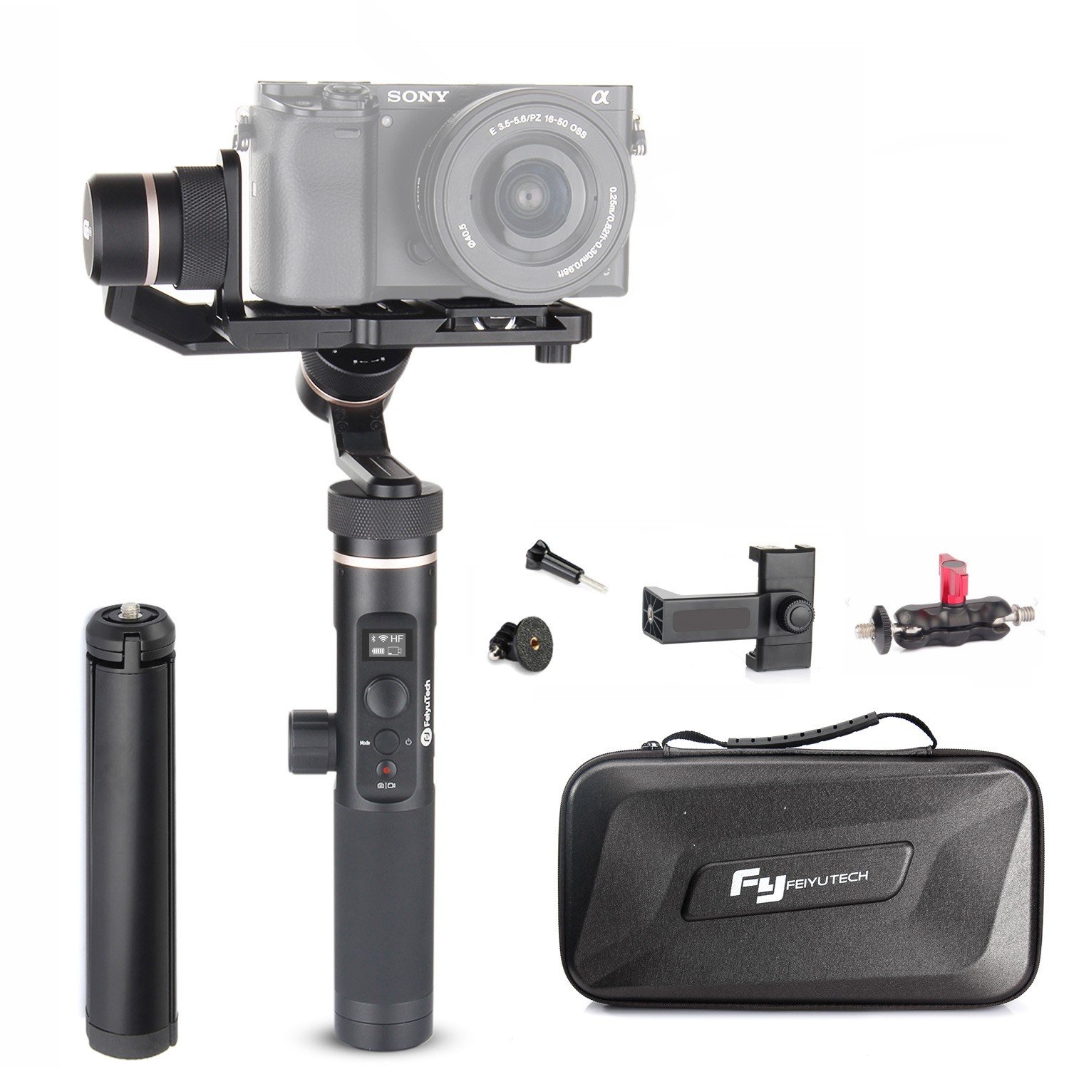 Feiyu G6 Max Kit 3-Axis Splash-Proof Stabilizer YouTube Video Gimbal Tool for Mirrorless Camera Sony a6400 a6100 Sony RX100, Smartphones Like iPhone, Samsung Action Camera GoPro Hero 8 7 6, Sony RX0