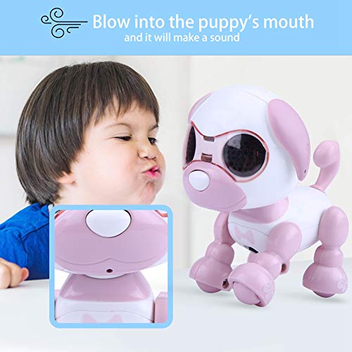 Robot Dog Toy, Electronic Robot Dog Pet Toy Smart Kids Interactive Walking Sound Puppy with LED Light Educational Toy Gift for Kids Children(Pink)