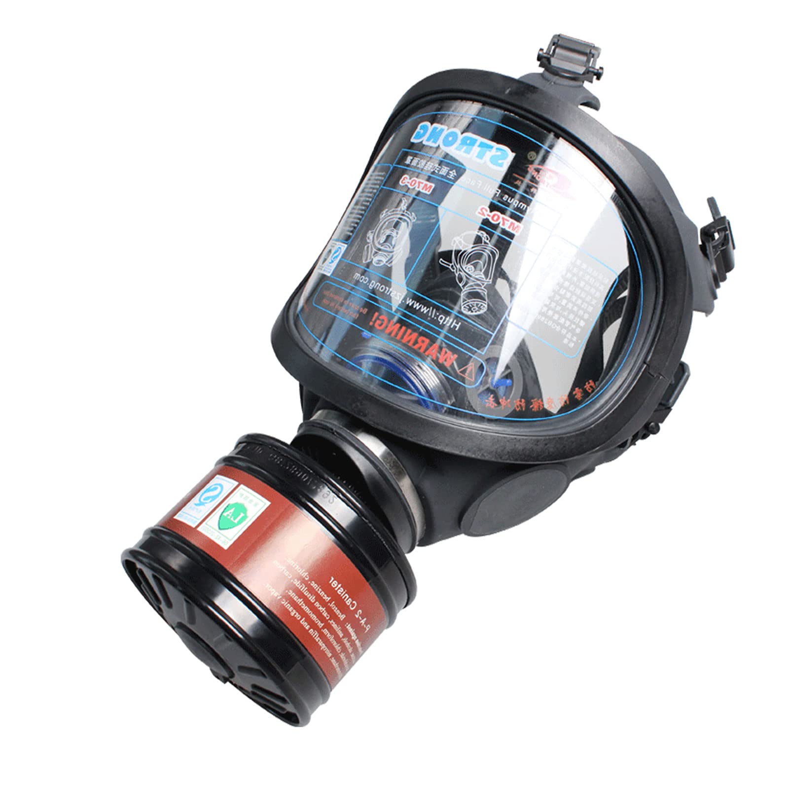 Reusable Full Face Respirator with 40mm Filter, Organic Vapors Gas Mask Spray Paint Chemical Protection, with P-A-2 40mm Activated Carbon Cartridge Filter Canister (M70 Respirator)
