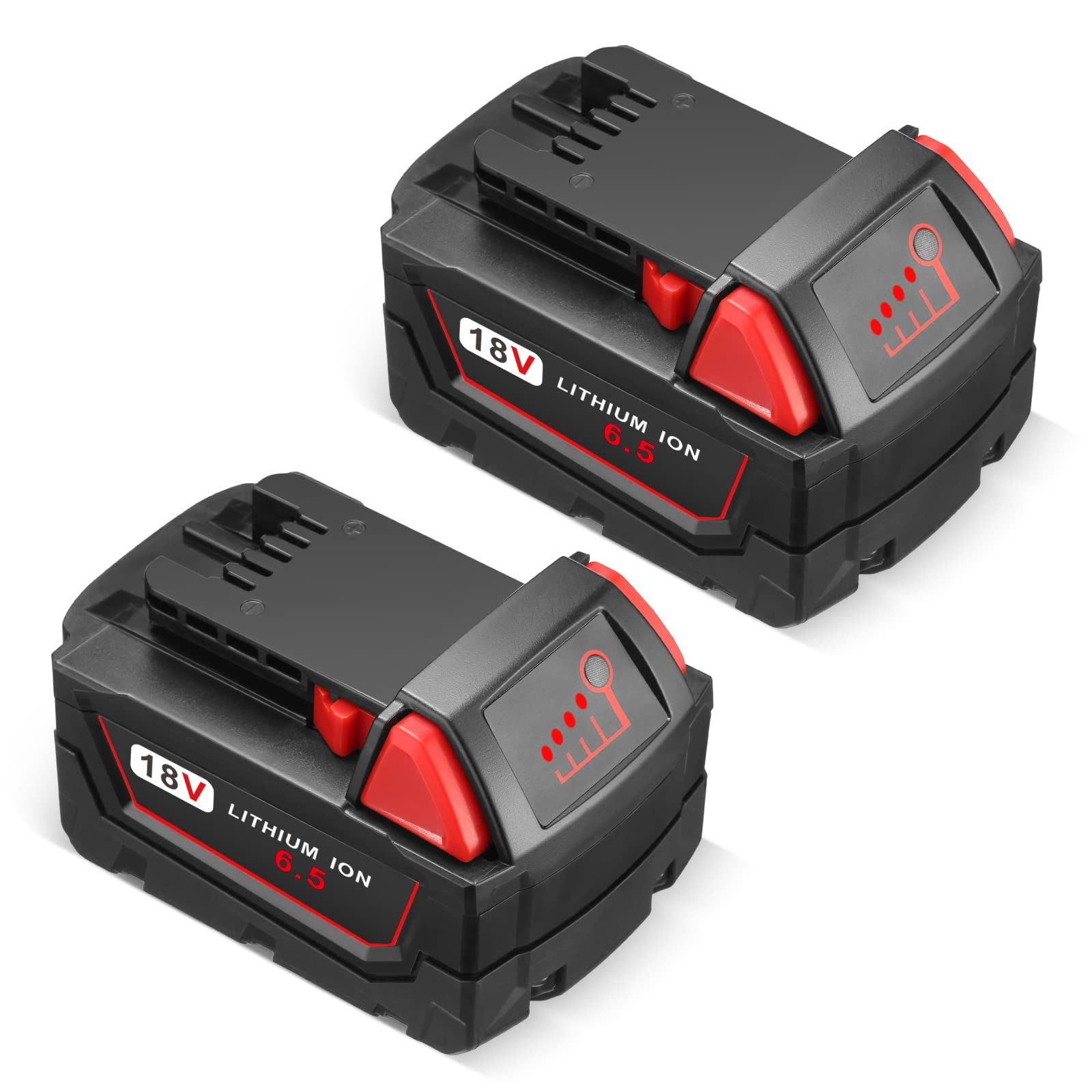 FirstPower 6.5Ah 18V M-18 Battery 2Packs - Compatible with Milwaukee M-18 48-11-1852 18V Lithium Cordless Power Tools - M18B 48-11-1850 48-11-1820 48-11-1828 48-11-10