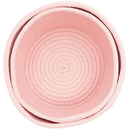 Farmlyn Creek Cotton Woven Baskets for Storage, Pink Organizers (2 Sizes, 2 Pack)