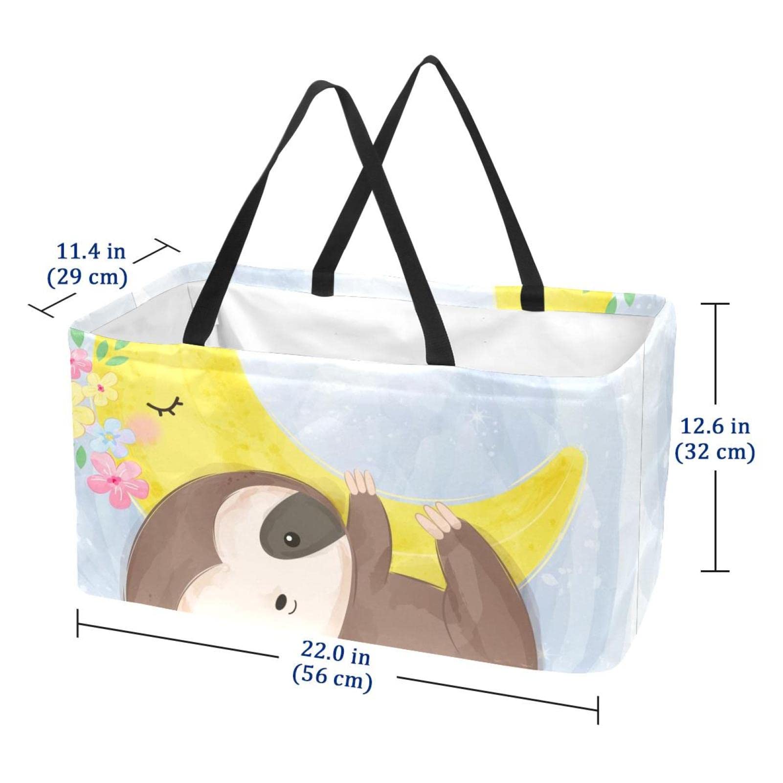 Reusable Shopping Basket Watercolor Sloth Portable Folding Picnic Grocery Bags Laundry Basket Shopping Tote Bag