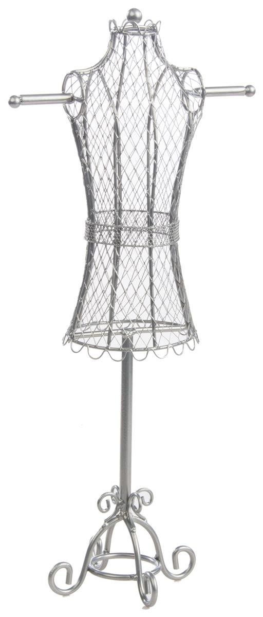 Displays2go Dress Form Jewelry Stand, Silver, Set of 6