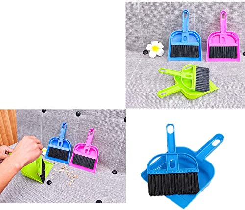 Mini Dustpan and Broom Set Portable Plastic Brush Set (Blue) Used for Desk, Home, Kitchen,Cage Cleaning of Any Small Animals, Guinea Pigs, Rabbits, Hamsters