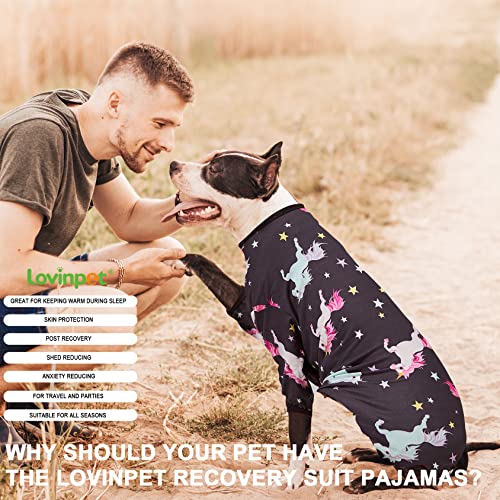 LovinPet Pet Pajamas for Dogs Large - Post-Surgical Recovery Pajamas for Big Dogs, Lightweight Pullover Dog Pajamas, Full Coverage Dog pjs, Wild Horses Galloping Print /2XL