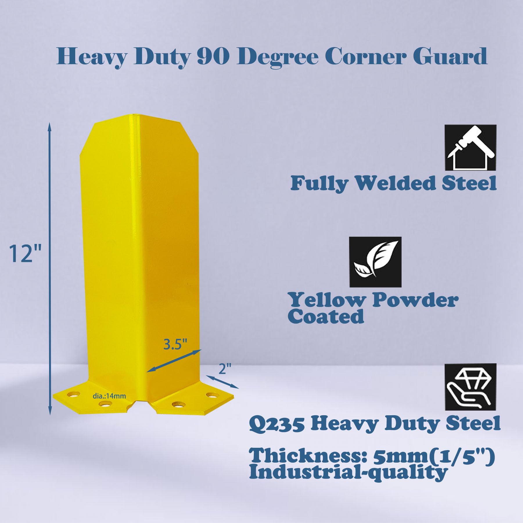Pallet Rack Post Protectors 12" Height Steel Pallet Rack Guard, Safety Yellow Pallet Edge Protectors (2 Packs)