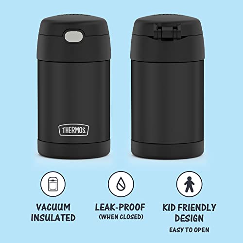 THERMOS FUNTAINER 16 Ounce Stainless Steel Vacuum Insulated Food Jar with Folding Spoon, Black Matte