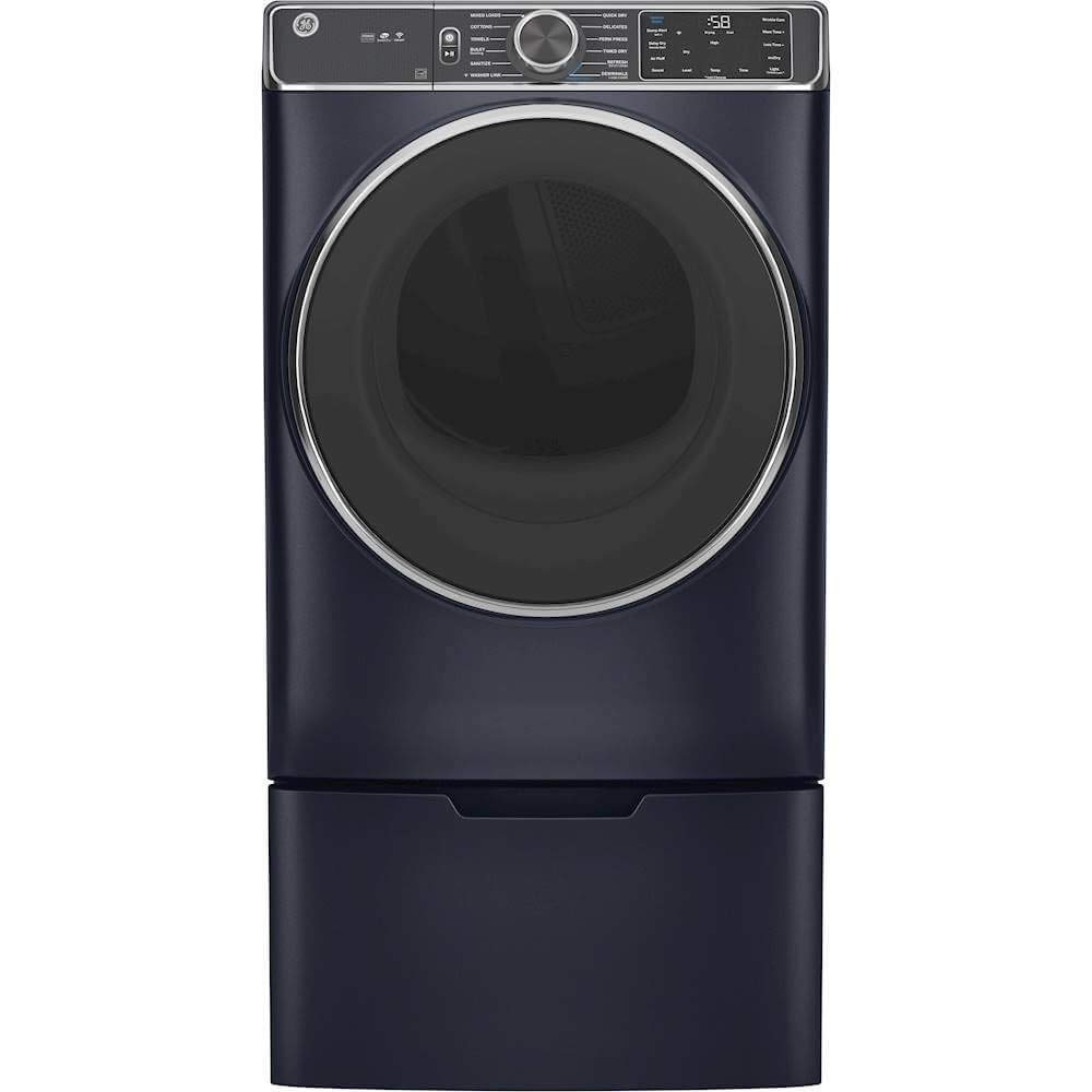 GE GFD85GSPNRS 28" Front Load Gas Dryer with 7.8 cu. ft. Capacity Stainless Steel Drum Built-in WiFi Sanitize Cycle and Damp Alert in Royal Sapphire