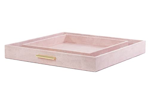 Large Blush Sting Tray – by Alice Lane Home Collection – Pink Blush – Gold Finished Handles – Modern Elegant Decorative Tray – Home Décor, Kitchen, Bathroom, and Coffee Table