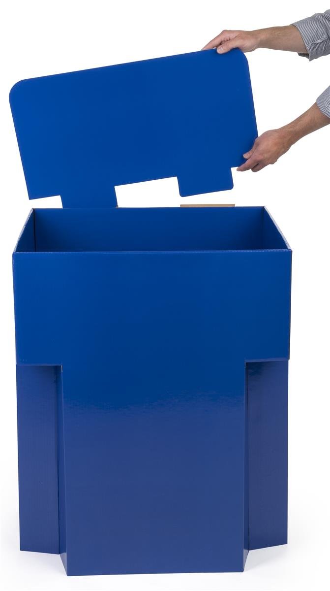 Displays2go Set of 5, Single-Cell Dump Bin, Floor-Standing, Removable Header - Corrugated Cardboard, Blue