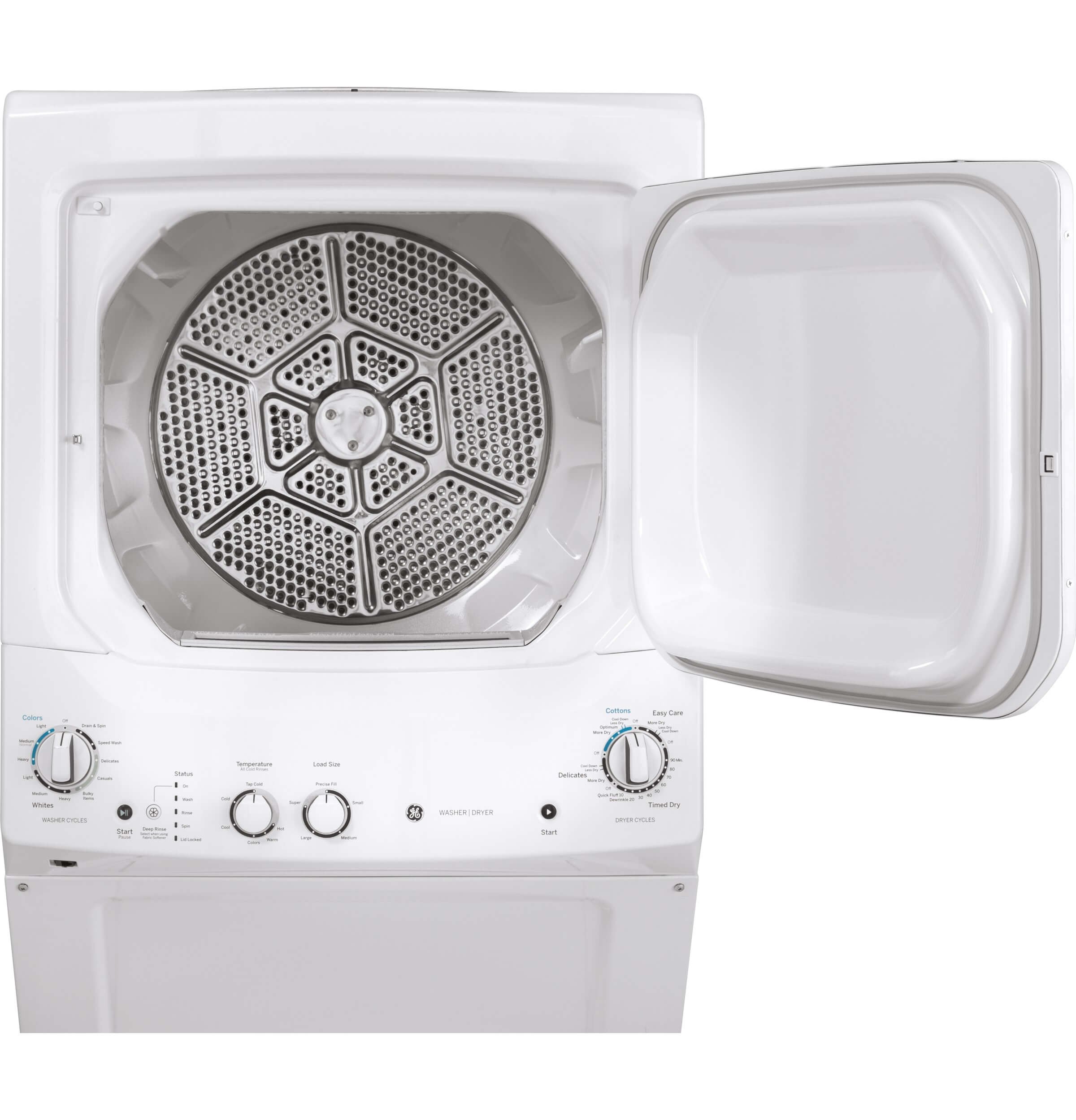 GE GUD27ESSMWW Unitized Spacemaker 3.8 Washer with Stainless Steel Basket and 5.9 Cu. Ft. Capacity Electric Dryer, White