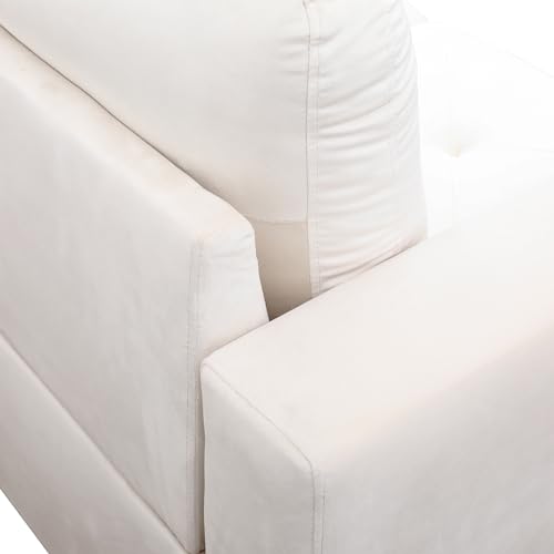 LostCat 97" W Sectional Sofa with Chaise, Flannel Modular Sectional Sofa, Modular Couch, L Shaped Sofas & Couches White Sectional Couches for Living Room Furniture Sets, White
