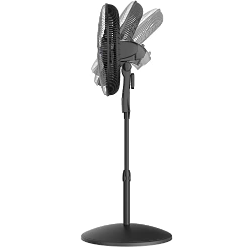 Lasko 18" Oscillating 4-Speed Large Room Pedestal Fan with Remote Control Adjustable Height Durable Metal Grill Great for Office, School and Home S18605, Black (Renewed)