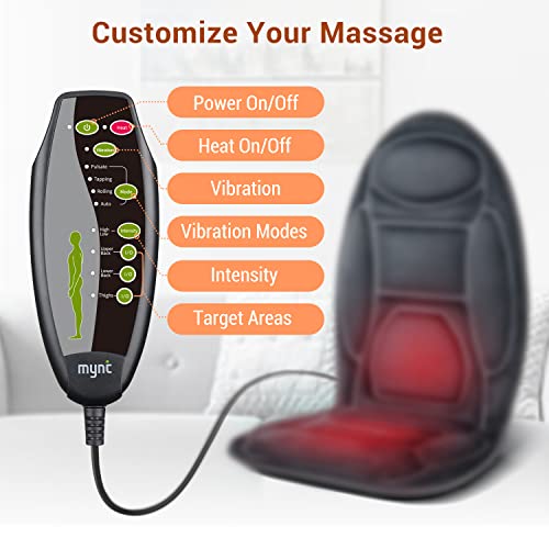 Seat Massager Massage Chair Pad with Heat, 8 Vibration Massage Nodes & 4 Massage Modes for Home Office Chair or Home Couch to Relieve Stress Fatigue for Back Shoulder and Thighs(Gray)